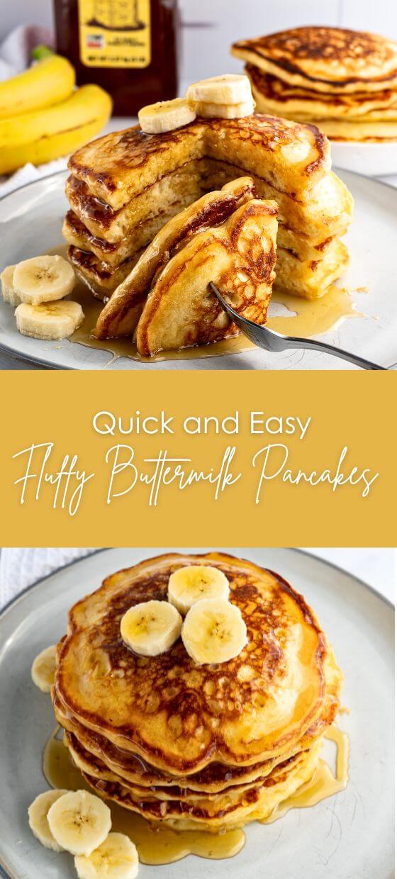 Quick and Easy Fluffy Buttermilk Pancakes - Yummy and fully